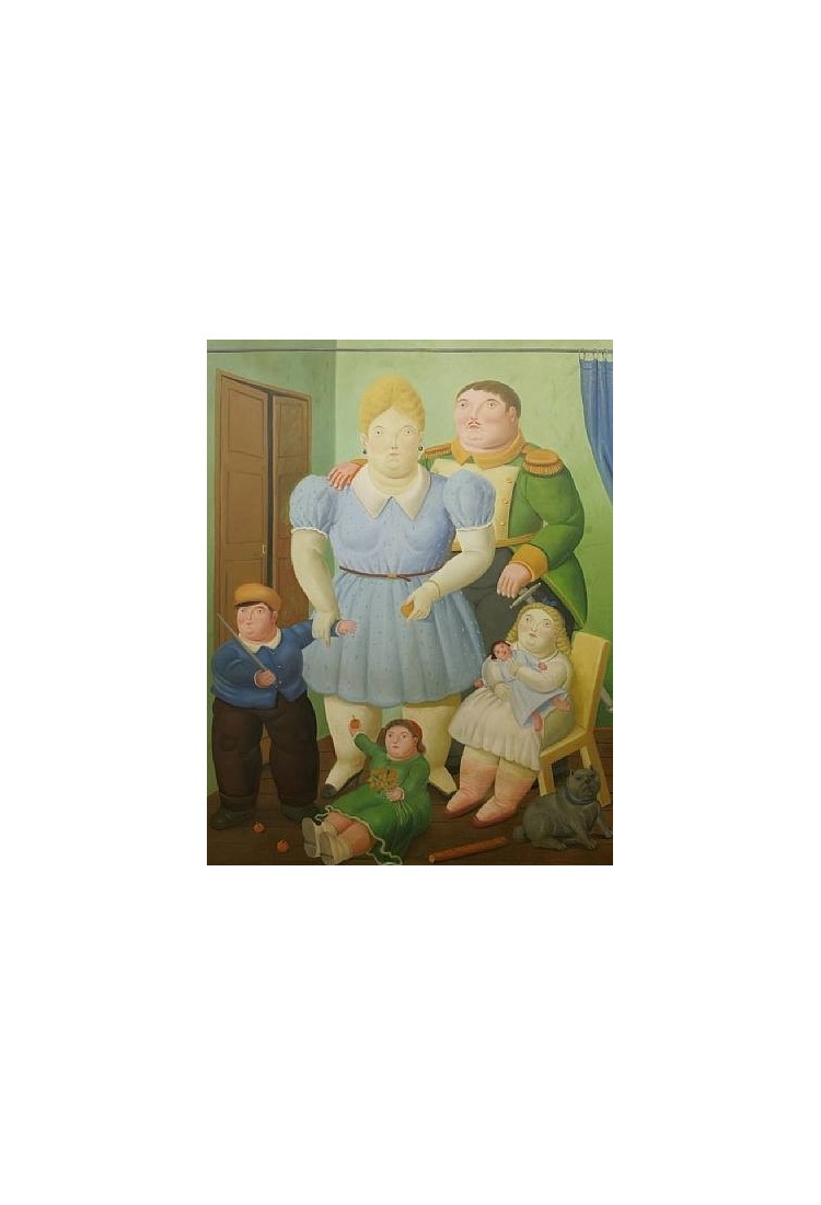 The General And His Family By Fernando Botero - Art gallery oil...