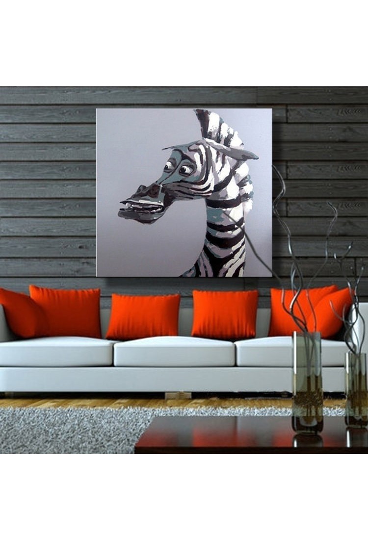 Zebra - Hand-Painted Animal Wall Art Modern Oil Painting
